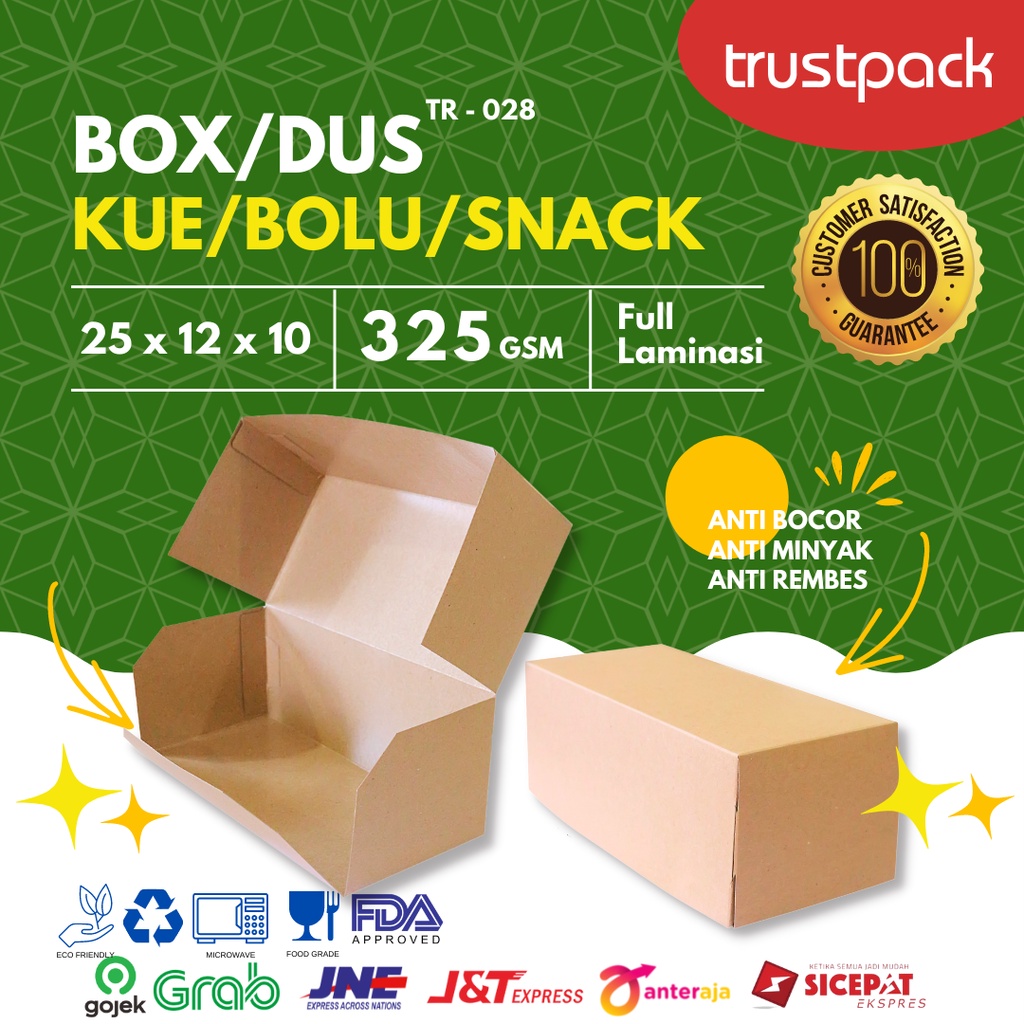 Jual BOX DUS KRAFT KARDUS KOTAK KUE BOLU ROTI uk.25x12x10cm 325gsm ...