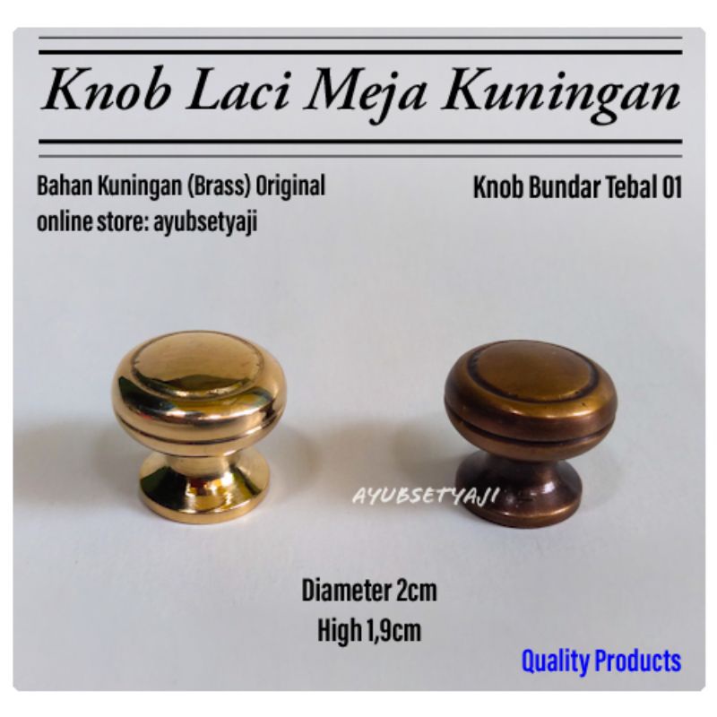 Jual Knob Laci meja Kuningan Tarikan Pintu Lemari Handle Laci knob ...