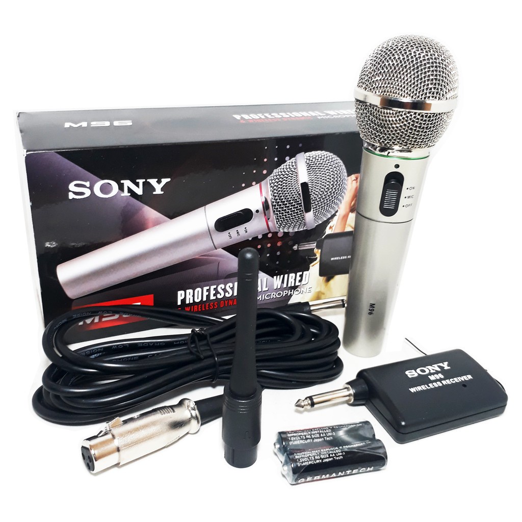 Jual SONY MIC 2 in 1 Kabel dan Wireless Receiver M96 | Shopee Indonesia