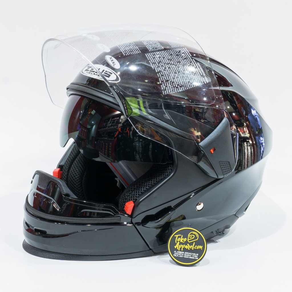 Jual Helm Zeus ZS-611C Black Glossy Modular | Shopee Indonesia