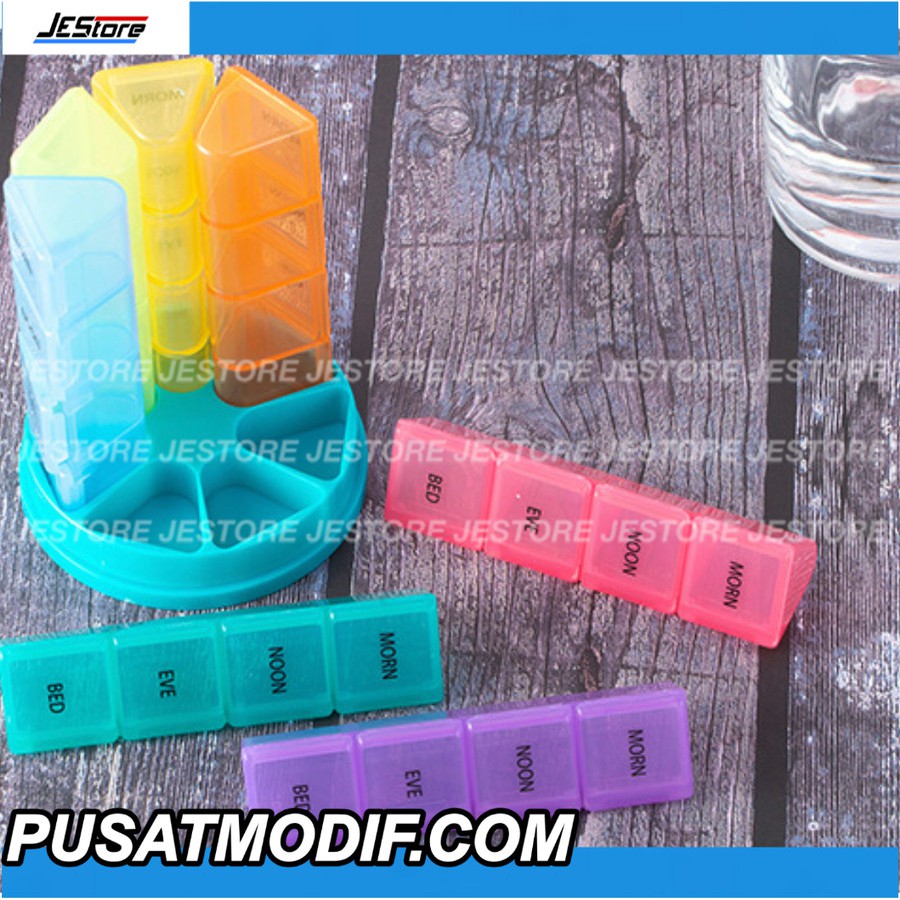 Jual KOTAK VITAMIN OBAT TRIANGLE (28) 7 BOX 7 COLOR 4 SEC KOTAK BOX 7 ...