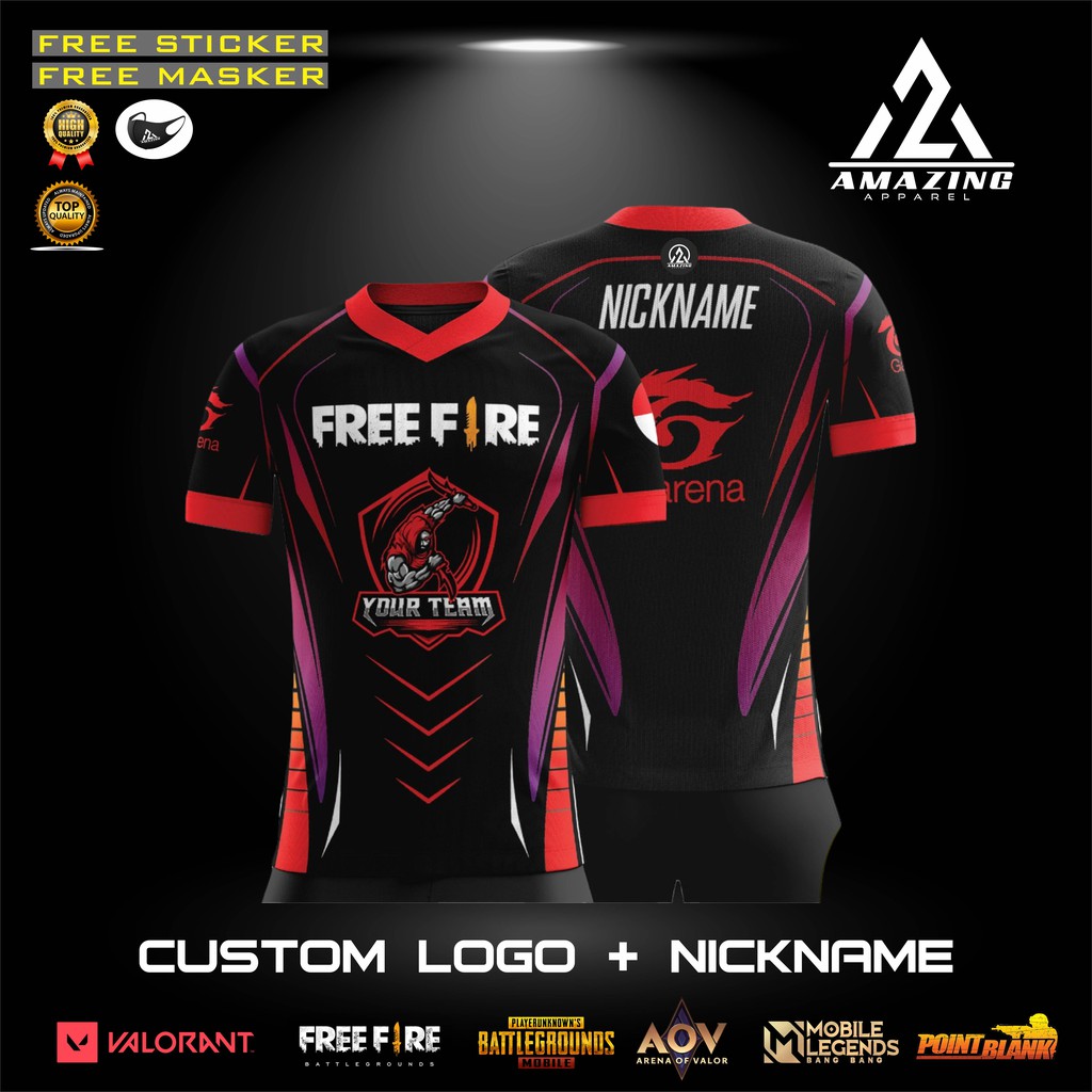 Jual Kaos Jersey Free Fire Custom logo dan nickname | Shopee Indonesia