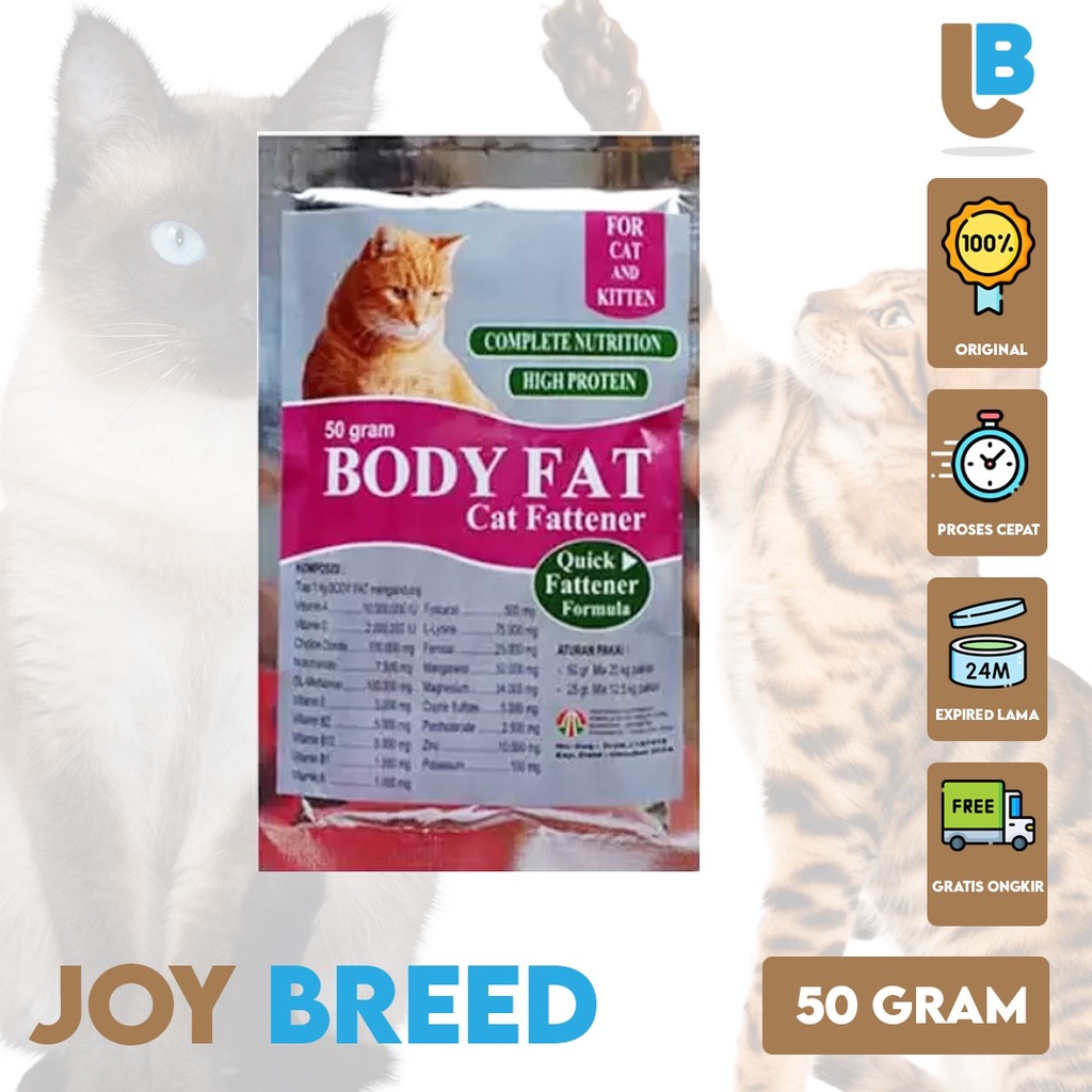 Jual PENGGEMUK KUCING BODY FAT CAT FATENER 50 GRAM VITAMIN PENGGEMUK ...