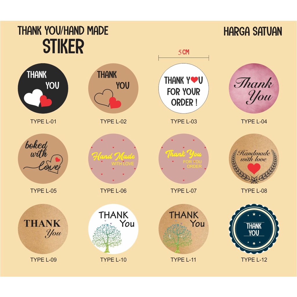 Jual Stiker Thank You/ Ucapan Terimakasih diameter 5cm KISS CUT ...