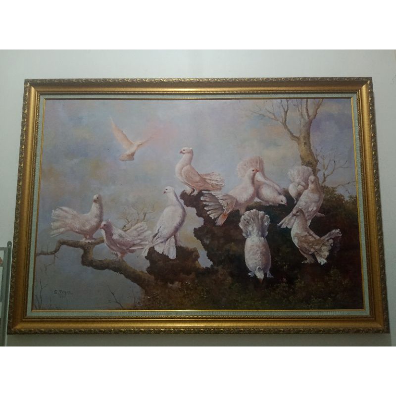 Jual Lukisan kanvas burung merpati karya s.toyo | Shopee Indonesia