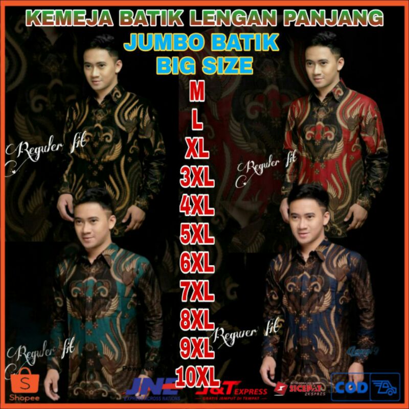 Jual KEMEJA BATIK PRIA LENGAN PANJANG BIG SIZE JUMBO | Shopee Indonesia