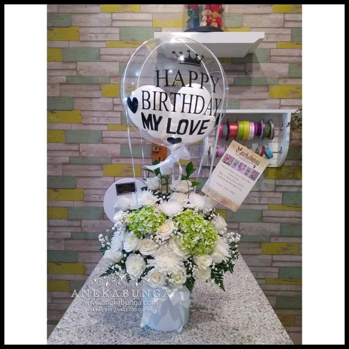 Jual Fresh Flower Birthday Balloon Balon Bunga Asli Ulang Tahun Ballon ...
