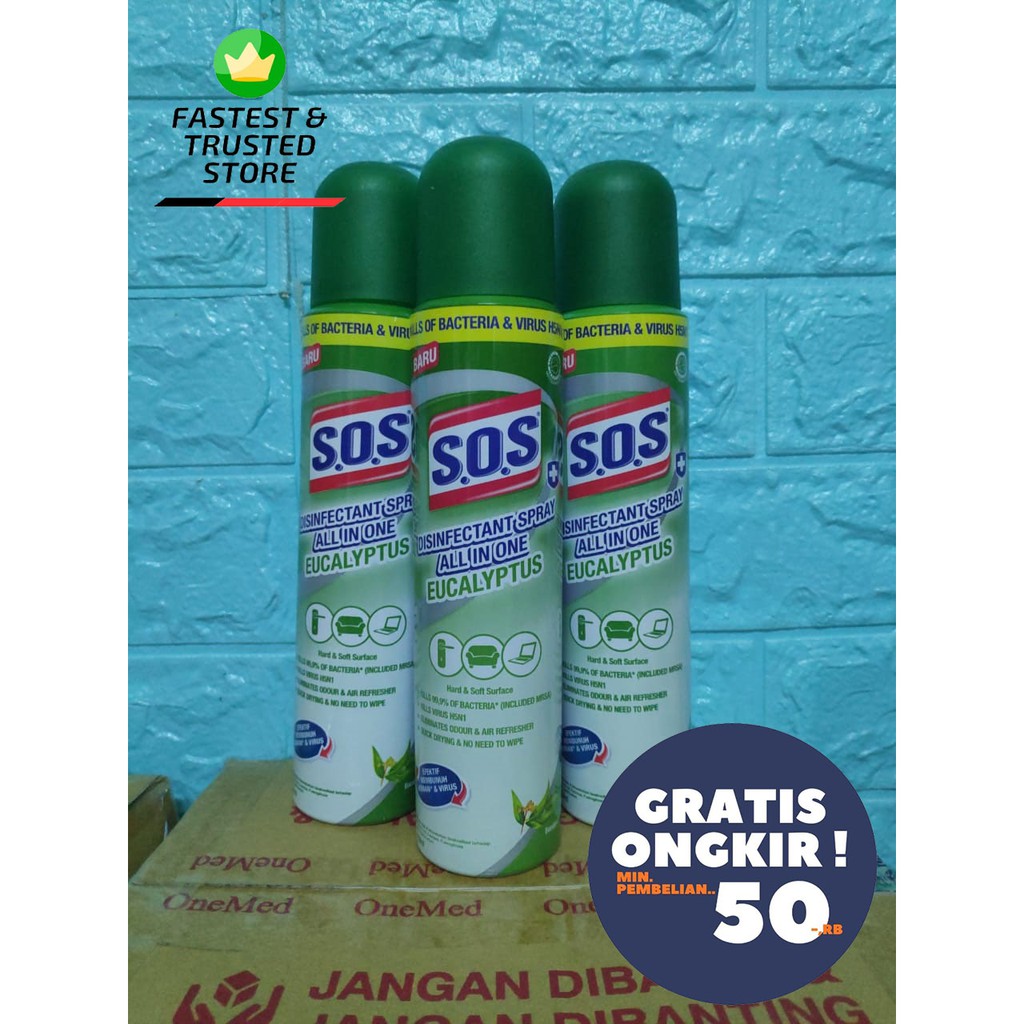 Jual SOS Disinfectant Spray All in One Eucalyptus 250ml | Shopee Indonesia