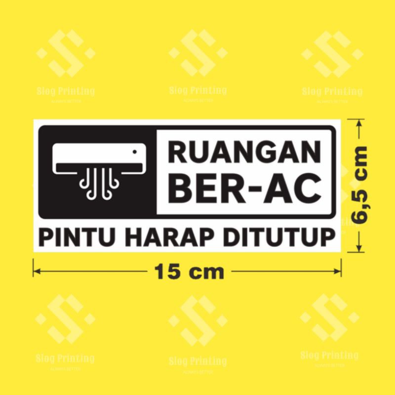 Jual Stiker Sign Vinyl Ruangan Ber-AC 15 cm x 6,5 cm | Shopee Indonesia