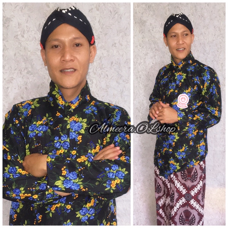 Jual surjan kembang raja keong istimewa surjan bunga warna biru ...