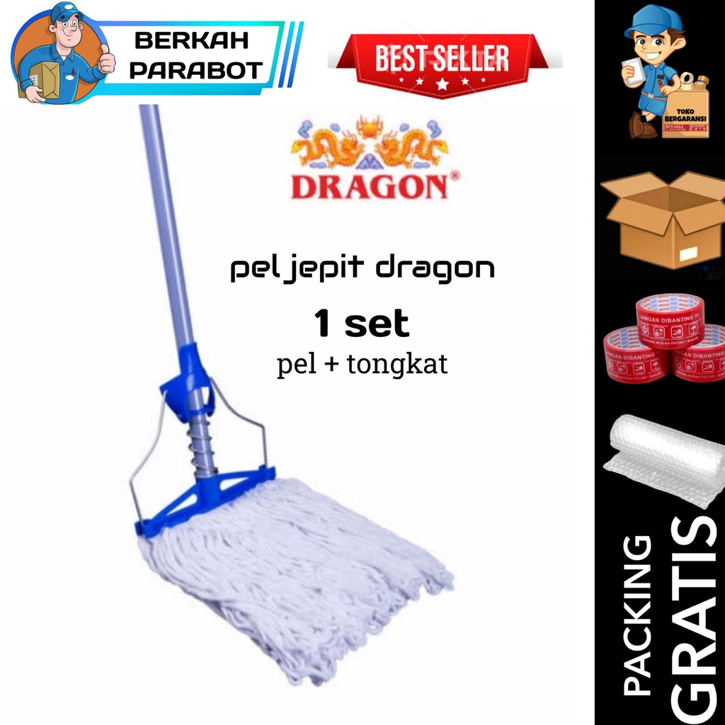 Jual MURAH Mop Lap Pel Lantai Jepit Pita Dragon Gagang Besi ALUMUNIUM ...