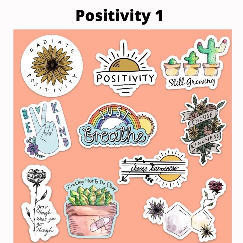 Jual Sticker Pack Positivity Mental Health Stiker HP / Laptop Aesthetic ...