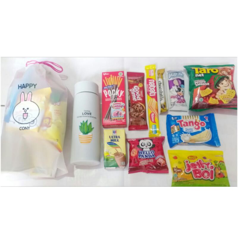 Jual PAKET SNACK ULANG TAHUN ANAK BOTOL MINUM KACA GOODIE BAG ULTAH ...