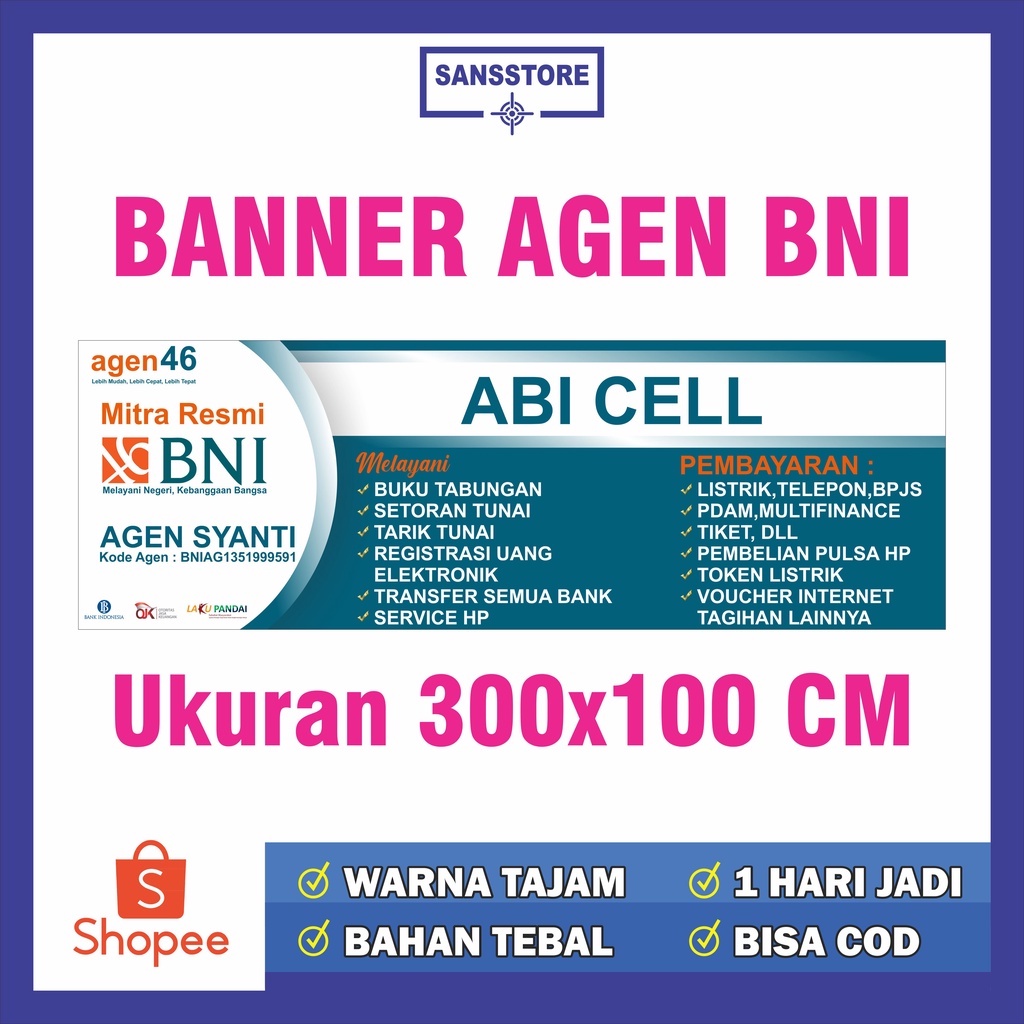 Jual BANNER AGEN BNI BENNER BENER SPANDUK BALIHO | Shopee Indonesia