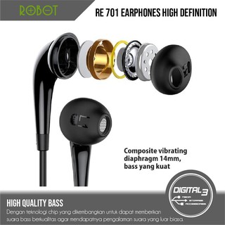 Jual Robot RE701 In-ear 3.5mm Wired Earphone with High Definition ...