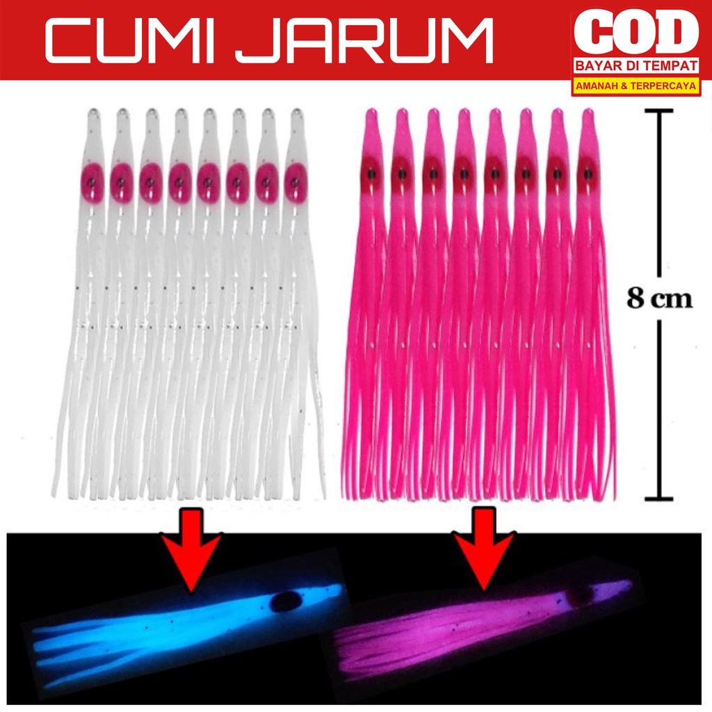 Jual Cumi Jarum Biru Pink Octopus Skirt Karet Fosfor Assist Hook ...