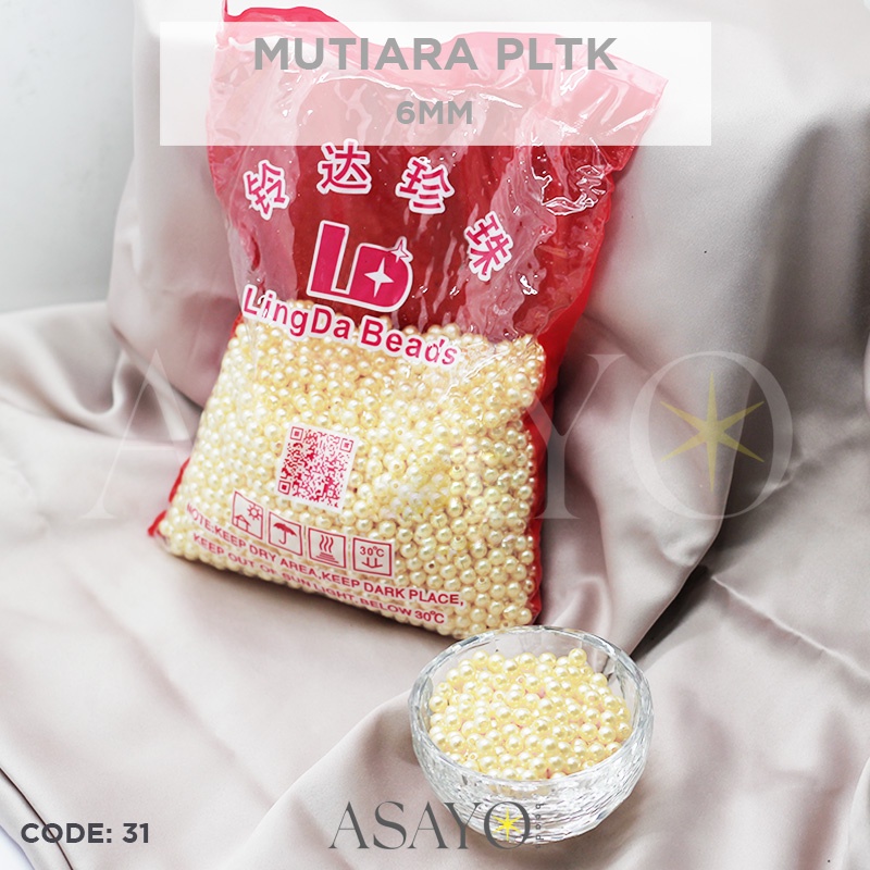 Jual (50gram) Mutiara Plastik Ringan 3mm 4mm 5mm 6mm Warna Kuning ...