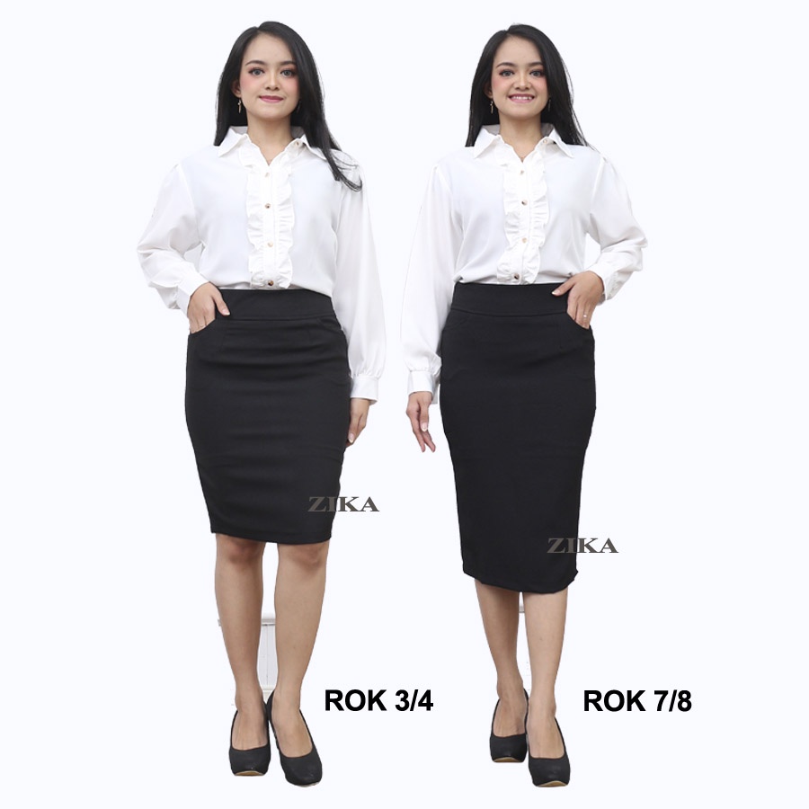 Jual rok hitam kerja kantor pendek wanita dewasa jumbo androk span 34 ...