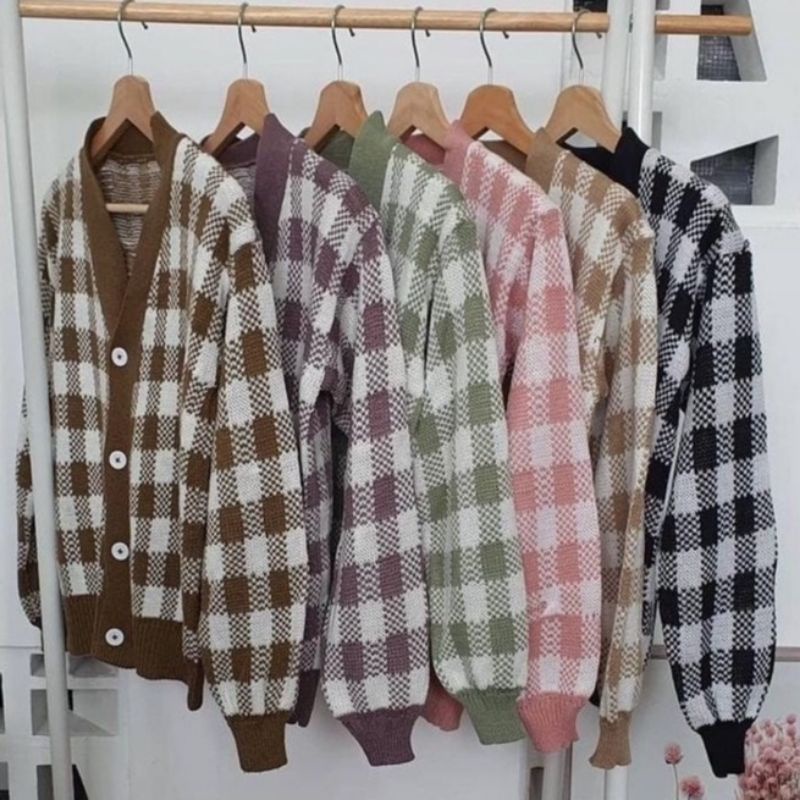 Jual SQUARE CARDY | VALLINA RAJUT | CARDIGAN KOTAK KOREA | Shopee Indonesia