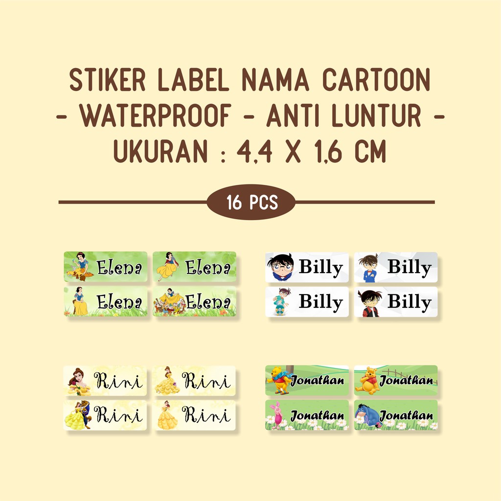 Jual Stiker Nama Waterproof Label Motif Cartoon | Shopee Indonesia