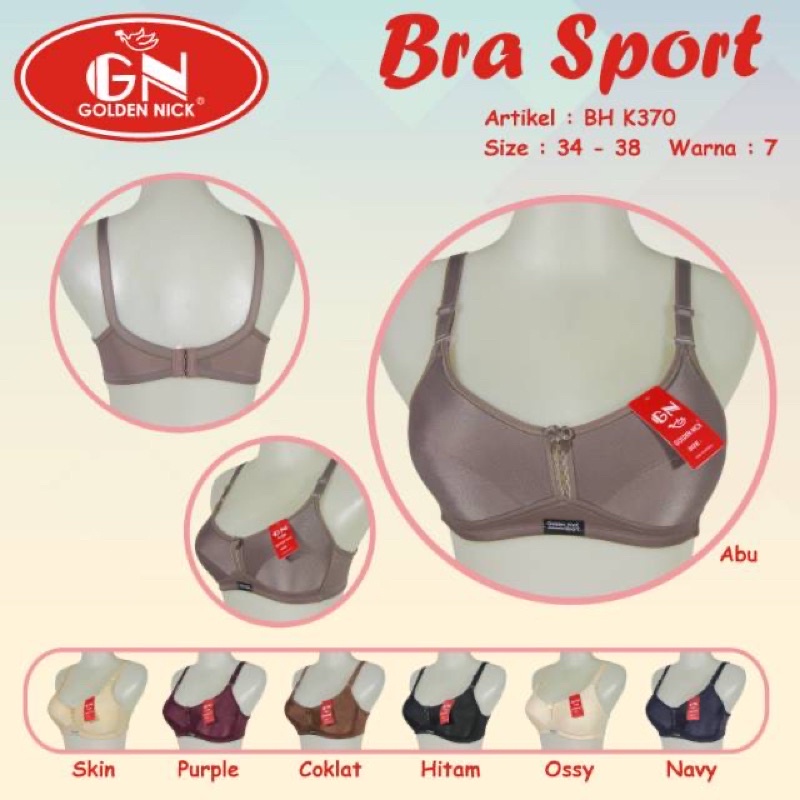 Jual Sport bra golden nick art k364/K370 kilat polos kancing 2 | Shopee Indonesia