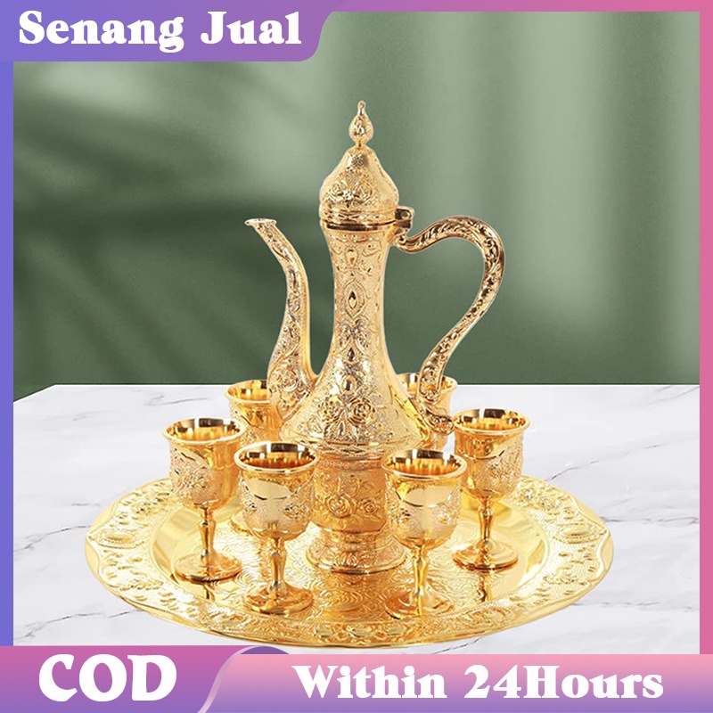 Jual Set Teko Arab Emas / Kualitas Tinggi 8 Buah Set / Teko + Cangkir ...