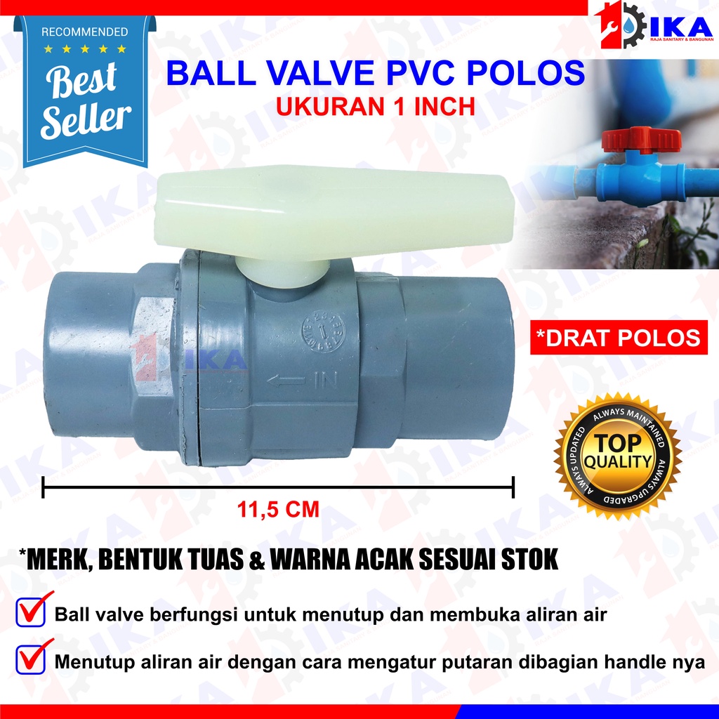 Jual Ball Valve 1/2 3/4 1Inci PVC HPP / Stop Kran Pipa Ballvalve PVC 1/2” HPP / Stop Keran 1/2 ...