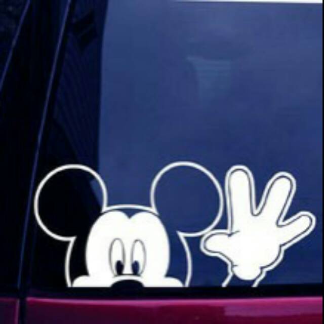 Jual Cutting sticker mobil mickey mouse dadah stiker lucu keren murah ...