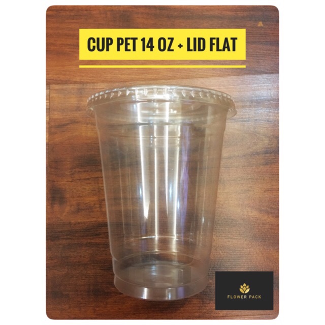 Jual Cup PET 14 Oz GOSYEN + tutup rata / cup PET 14 oz + lid flat / Cup ...