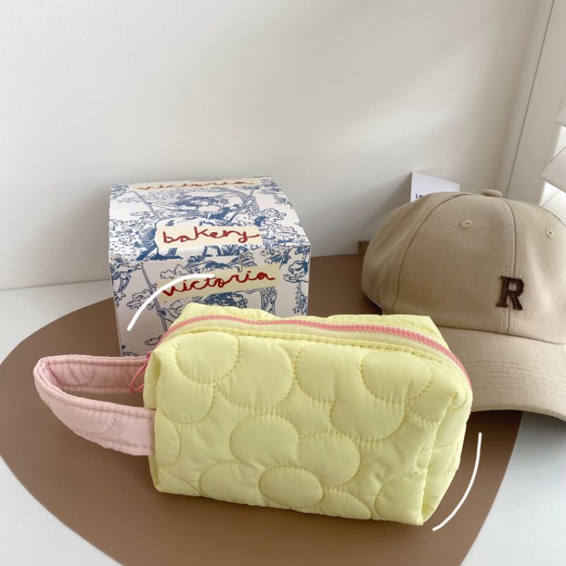 Jual READY PUFFY POUCH WARNA PASTEL MOTIF BUNGA POUCH KOSMETIK TAS MAKE ...