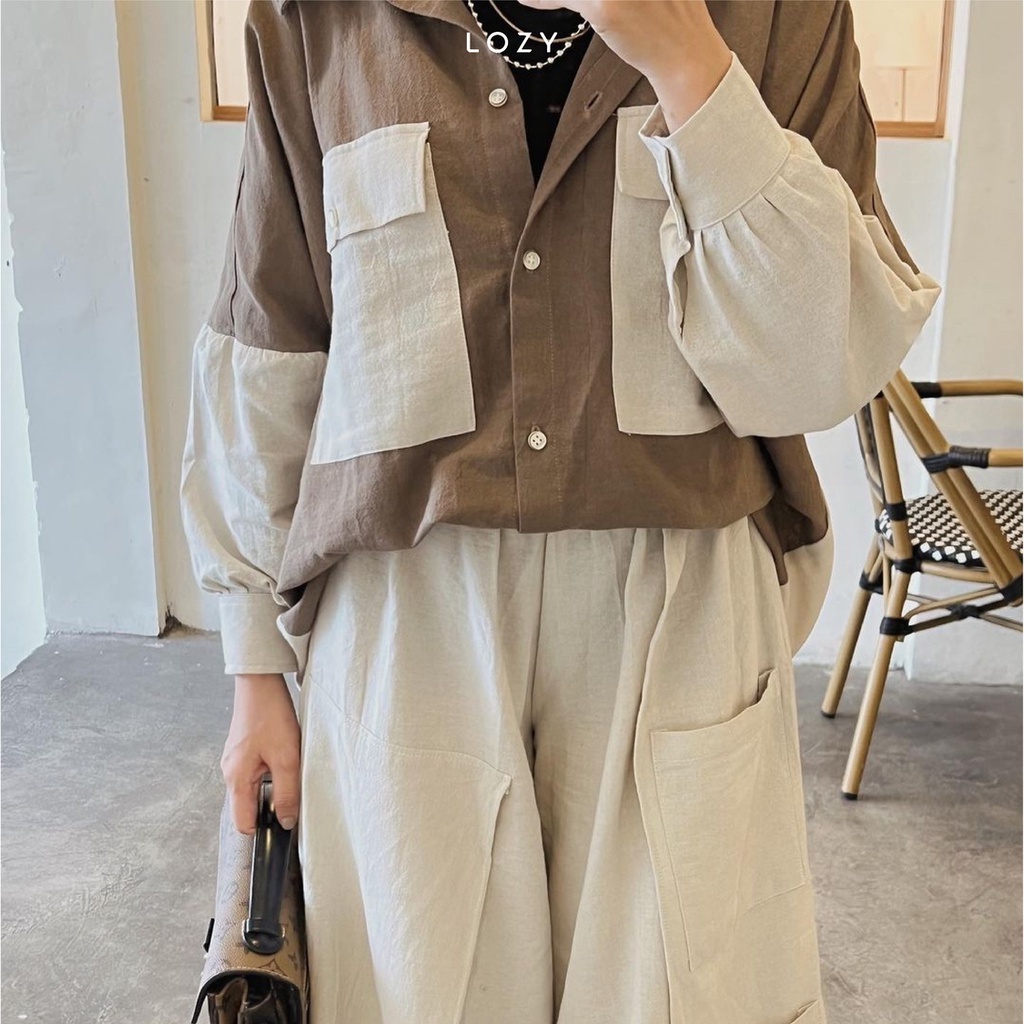 Jual Lozy Hijab - Hooja Shirt (Kemeja Saku Linen) | Shopee Indonesia