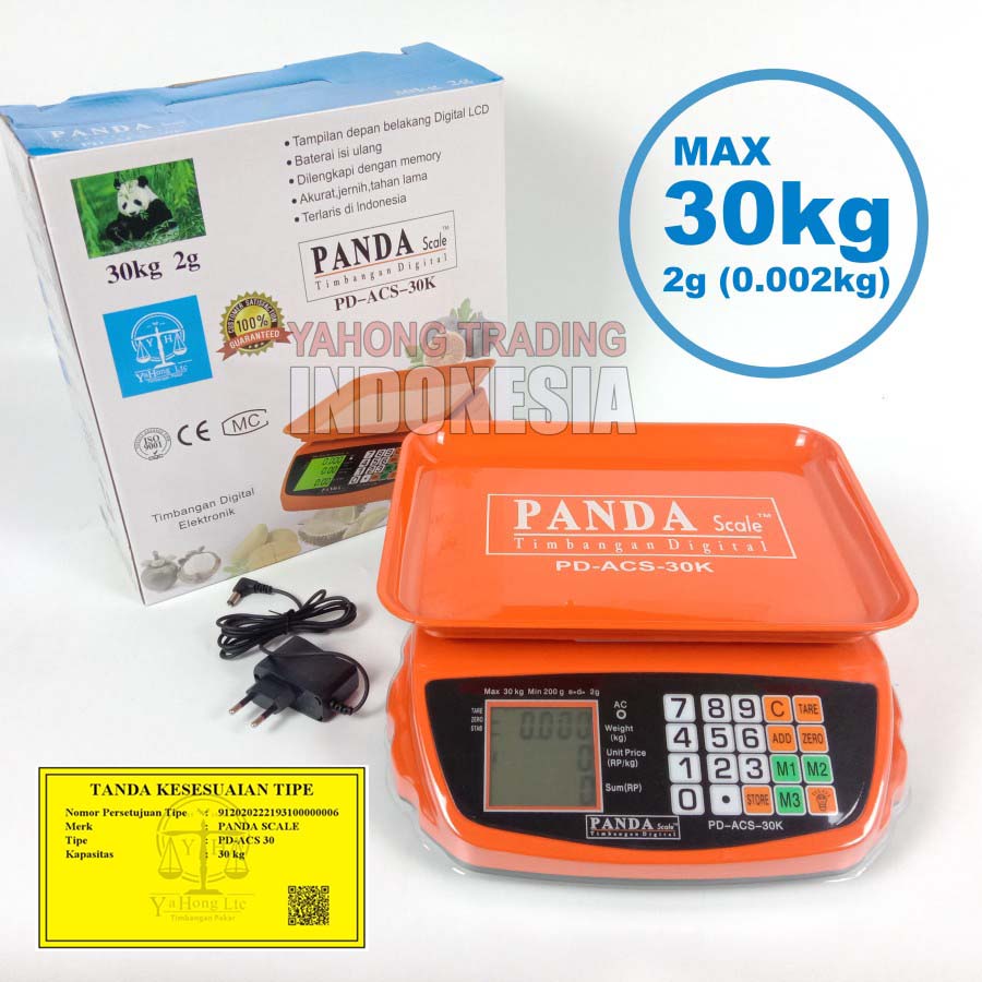 Jual Timbangan Digital 30kg Akurasi 2g Timbangan Laundry Buah Meja Paket Sembako PANDA SCALE ...