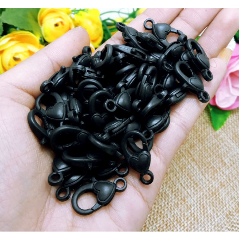 Jual 10 pcs Kokot Udang Love Plastik Hitam Clasp Lobster Kait Love ...