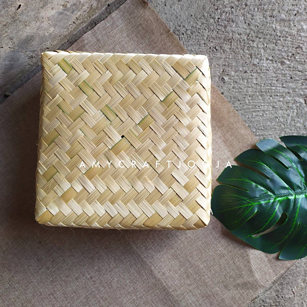 Jual Sepasang Besek Anyaman Bambu Natural 20 x 20 Cm/ Besek Anyaman ...