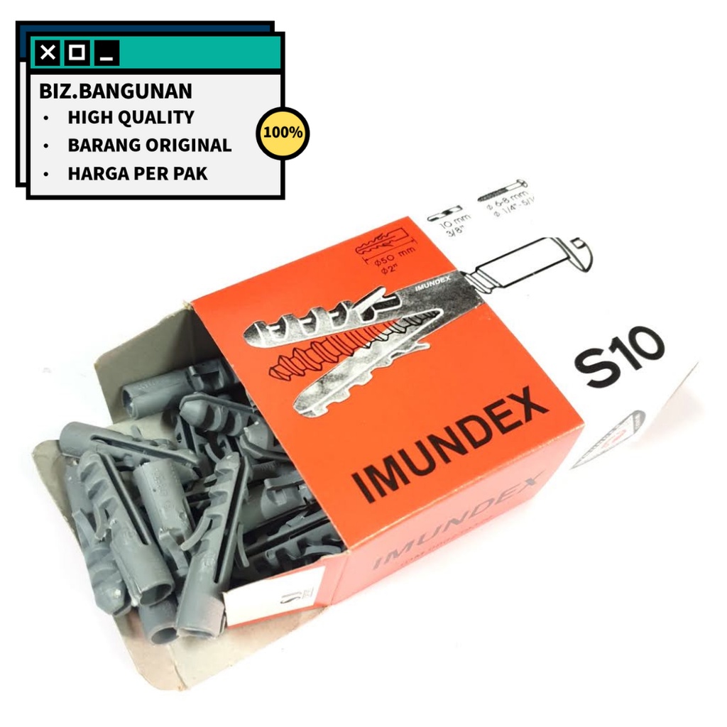 Jual IMUNDEX ALAT TANAM SEKRUP TEMBOK S10 - FASTENER JANGKAR SKRUP S10 ISI 50 PCS | Shopee Indonesia