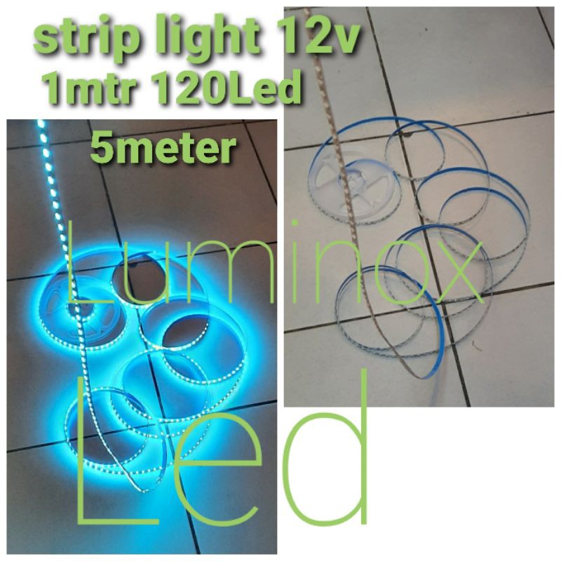 Jual led strip light ice blue 2835 indoor 120led 5meter 600led 12volt ...