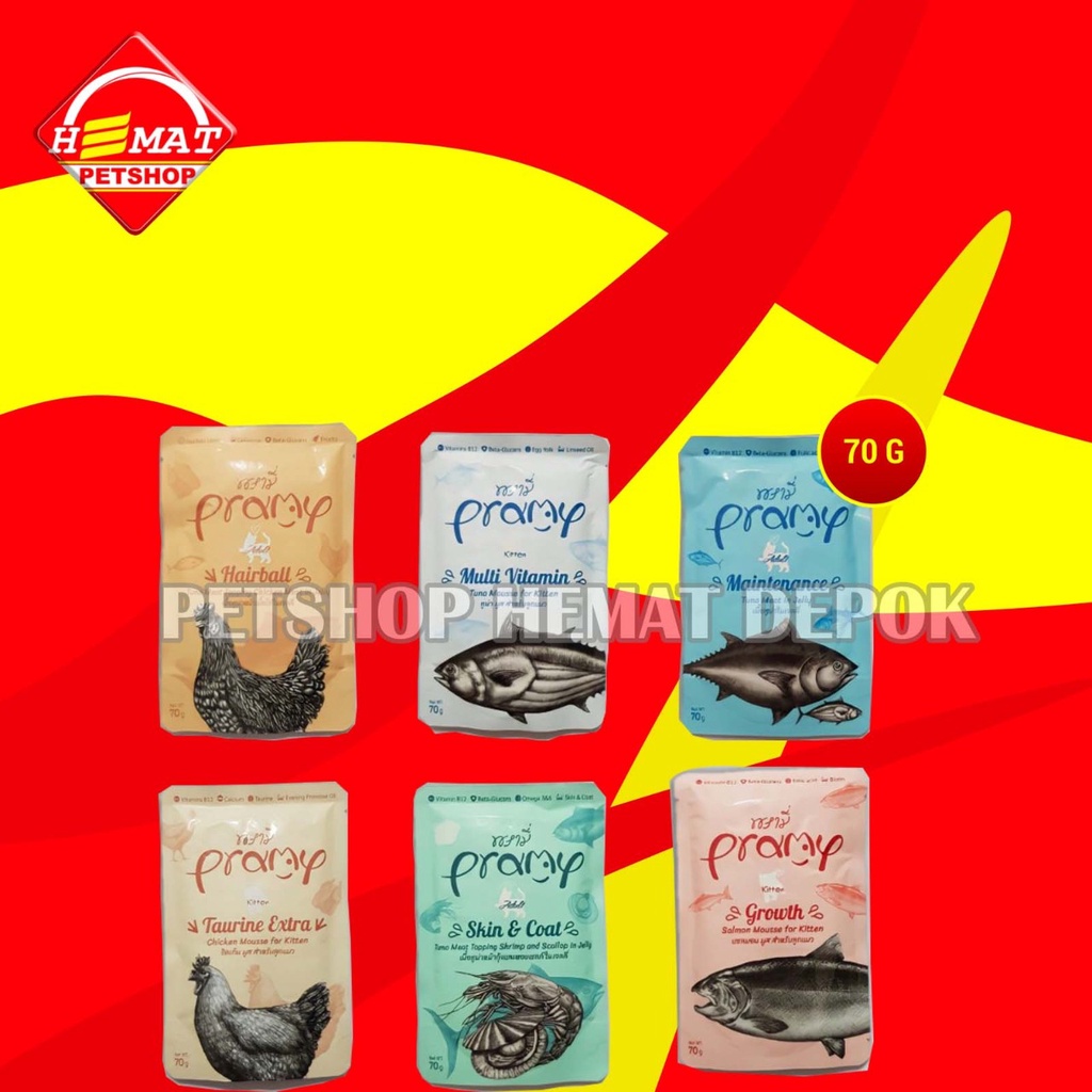 Jual Pramy Makanan Kucing Basah wet food Pouch Kitten Adult 70 Gram ...