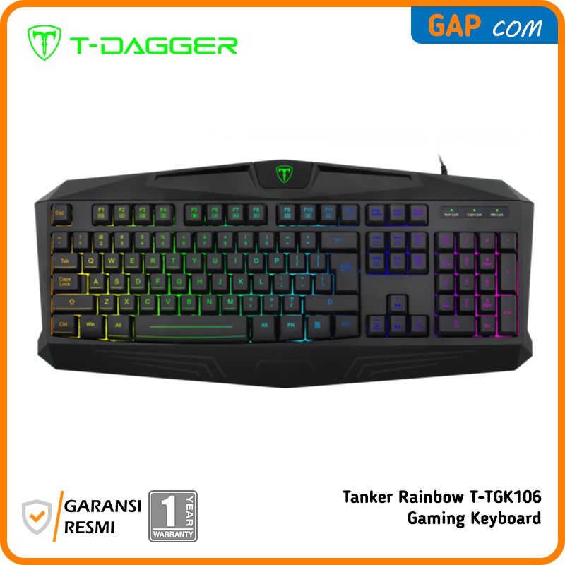 Jual Keyboard Gaming T-DAGGER T-TGK106 Tanker Rainbow 3 Color Backlight ...