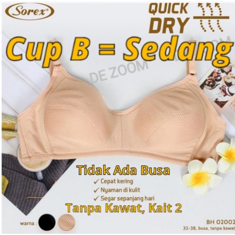 Jual BH Sorex 02002 Bra Quick Dry Busa Tipis Cup B Tanpa Kawat kait 2 ...