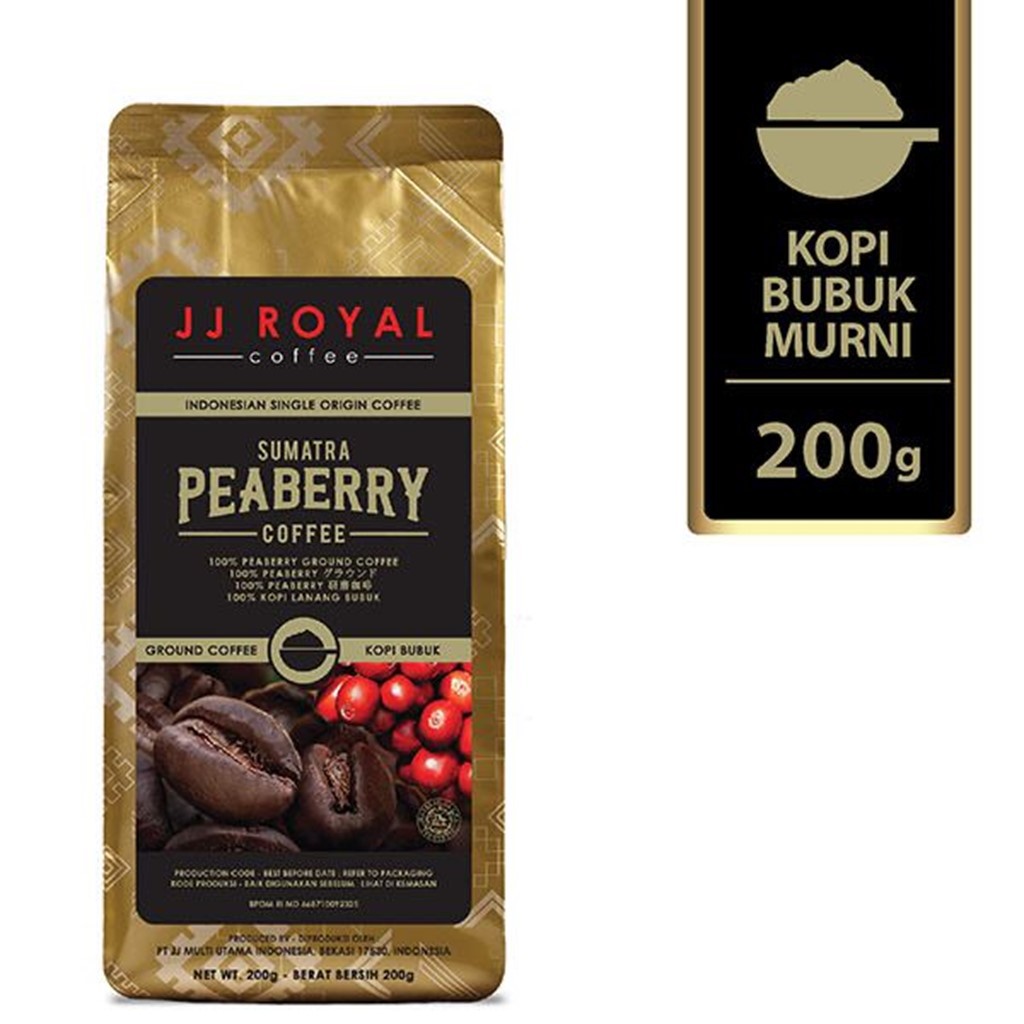Jual JJ Royal Coffee Peaberry Sumatra Ground Bag 200 gr | Shopee Indonesia