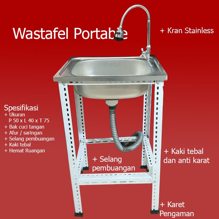 Jual wastafel portable Paket lengkap sink portable + kran angsa ...