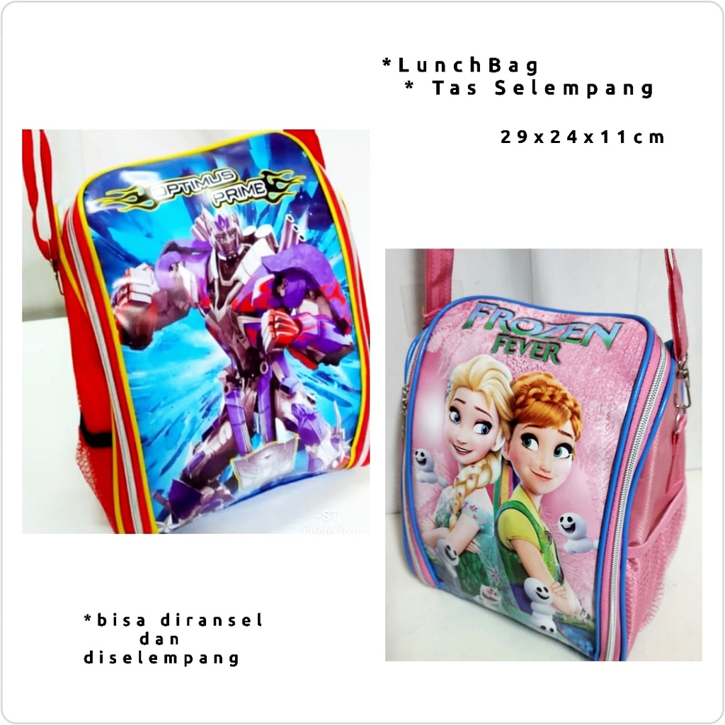 Jual Tas Bekal / Lunch Bag model Vakum Transformers Optimus / Frozen ...