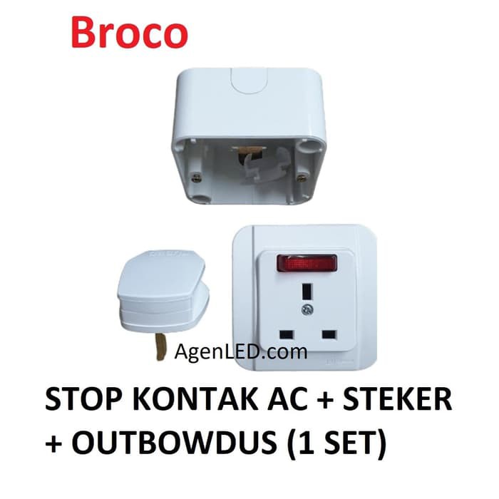 Jual Dijual BROCO Galleo Stop Kontak AC Steker outbow galeo putih OB G155 1 SET 3P terbaik ...