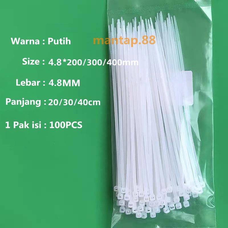 Jual kabel ties/kabel tis/cable ties 4.8*200/250/300/400MM (20cm/25cm/30cm/40cm) hitam/putih isi ...