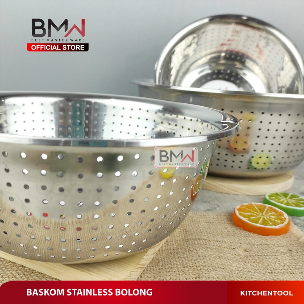 Jual BMW Kitchen Ware - Baskom Stainless Saringan Dapur Multi Bolong ...