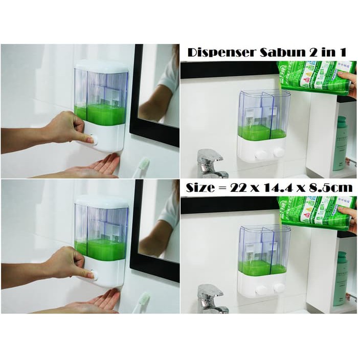 Jual Dispenser sabuncair 2 tabung 2 in 1 putih bening | Shopee Indonesia