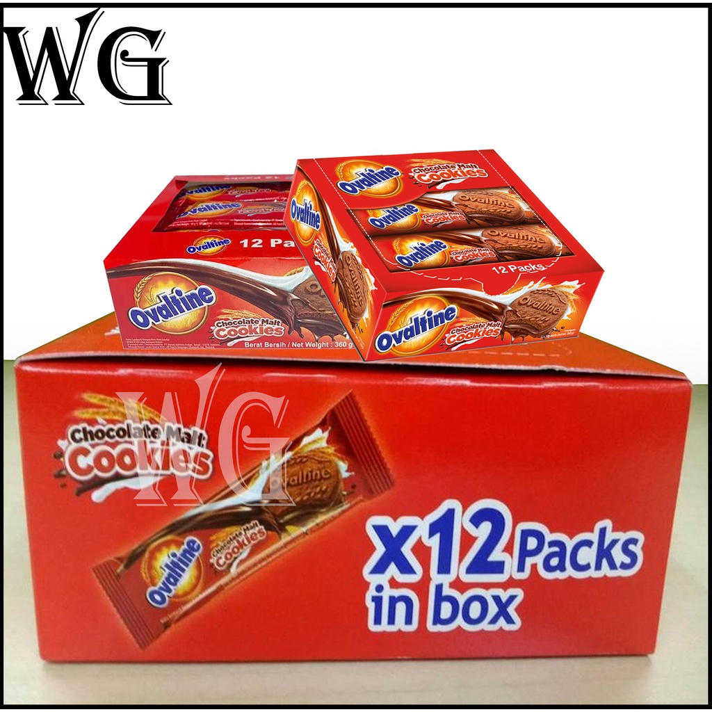 Jual Cemilan Instant Ovaltine Chocolate Malt Cookies 12pack - 1KARTON ...