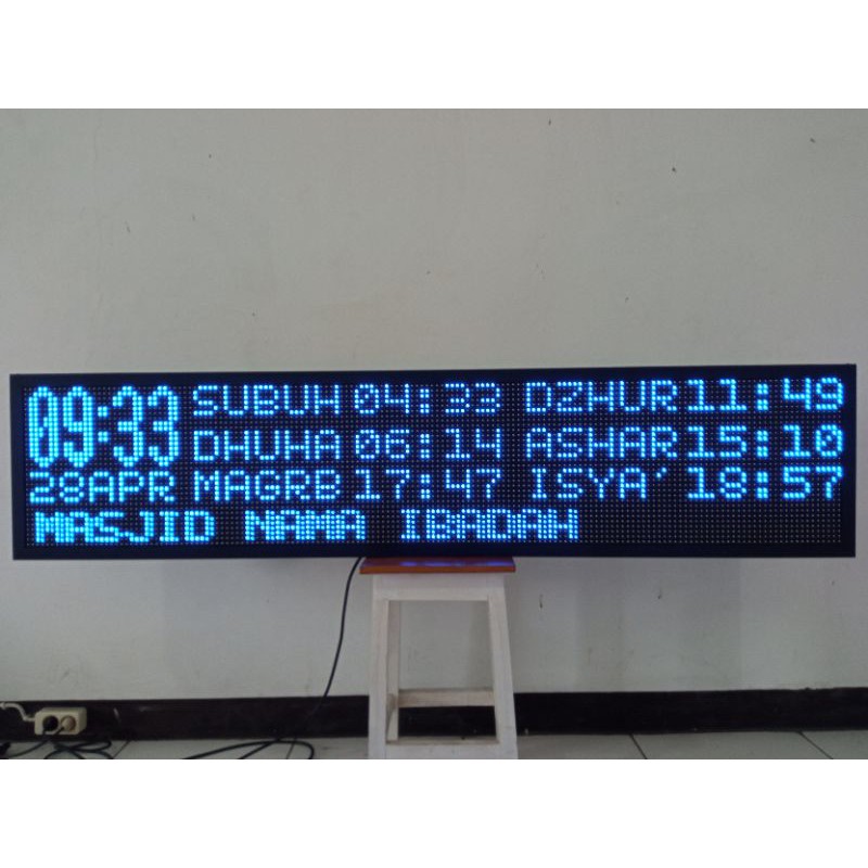 Jual Jam Sholat Running Text Single Colour Uk.165x37cm jam masjid ...