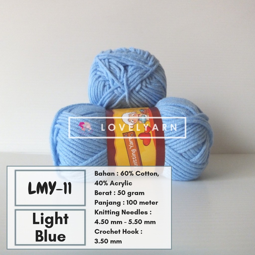Jual Benang Rajut LMY-11 (Lotus Milk Cotton - Light Blue) | Shopee ...