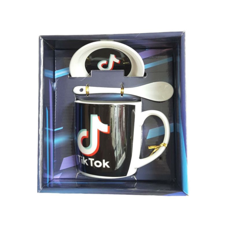 Jual GELAS KERAMIK SET TIKT*K / SOUVENIR BOX / GELAS SET SENDOK MANGKOK ...